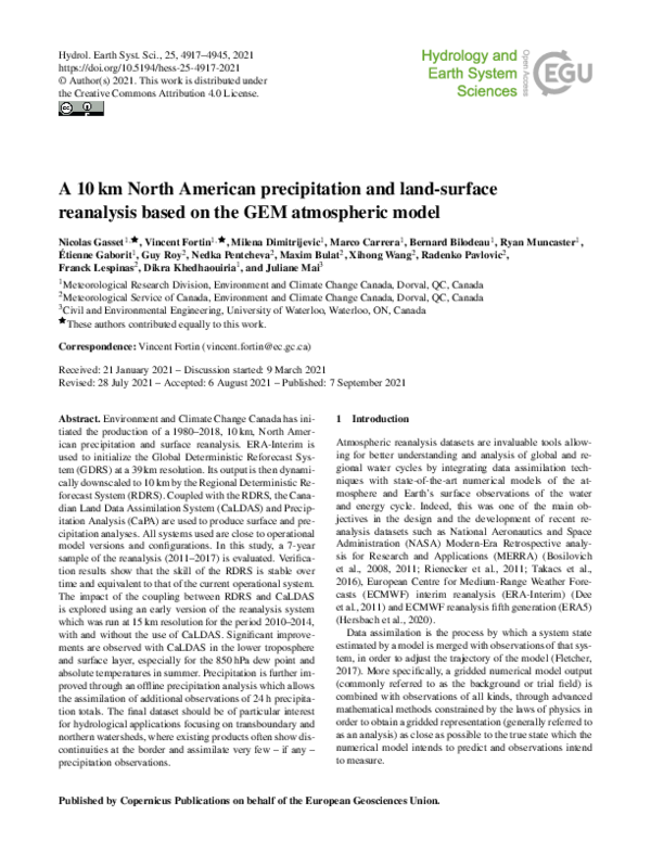 (PDF) A 10 km North American Precipitation and Land Surface Reanalysis ...