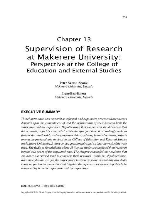 (PDF) Supervision of Research at Makerere University