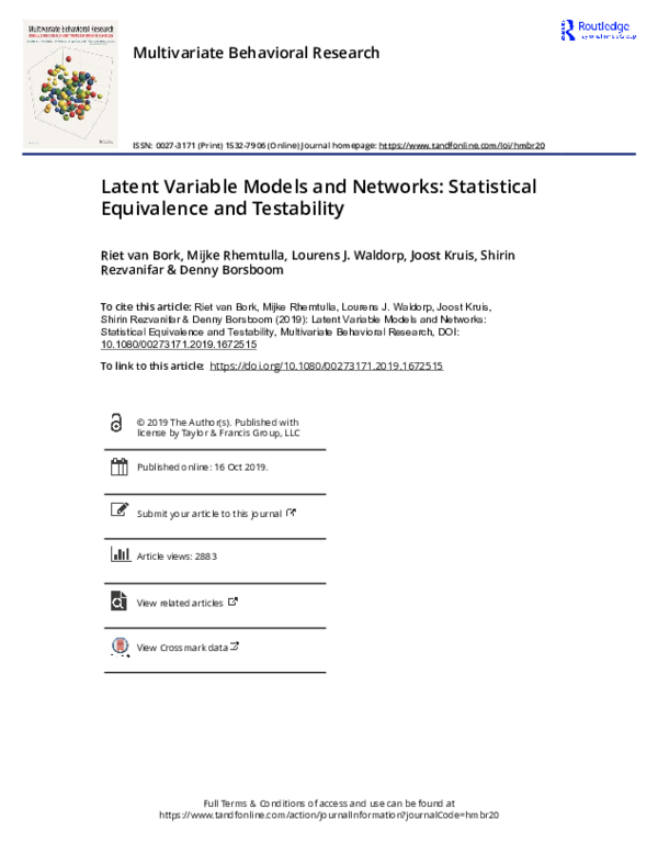 (PDF) Latent Variable Models and Networks: Statistical Equivalence and ...
