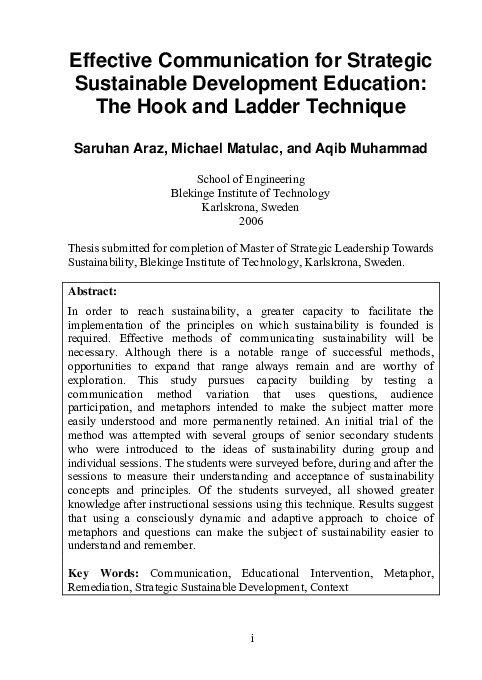 (PDF) Effective Communication for Strategic Sustainable Development ...