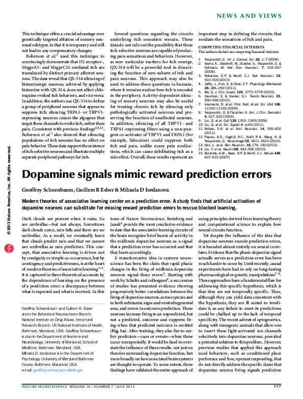 (PDF) Dopamine signals mimic reward prediction errors | Guillem Esber - Academia.edu