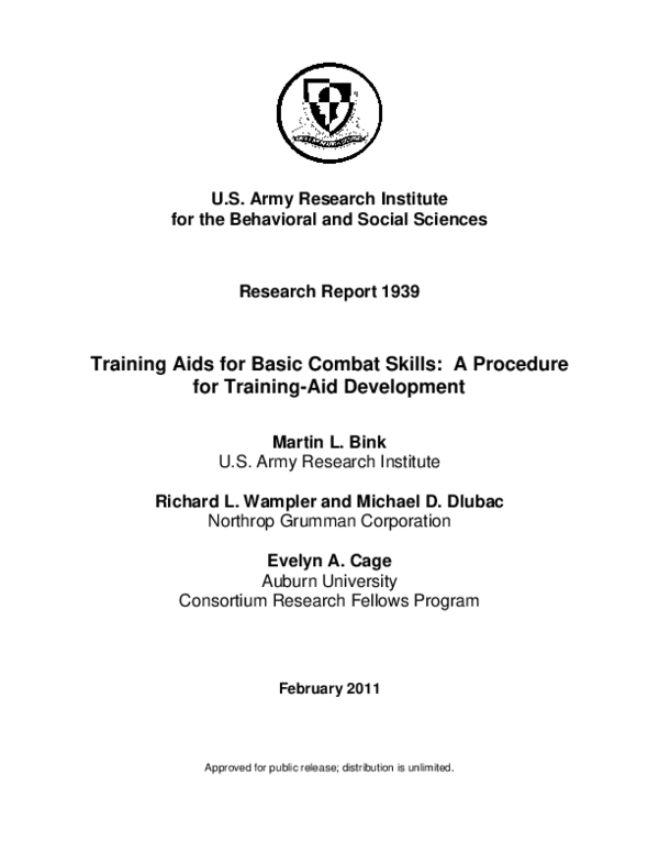 (PDF) Training Aids for Basic Combat Skills: A Procedure for Training ...