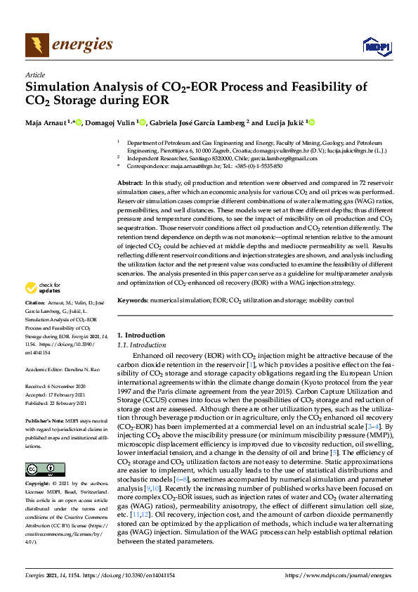 (PDF) Simulation Analysis of CO2-EOR Process and Feasibility of CO2 Storage during EOR