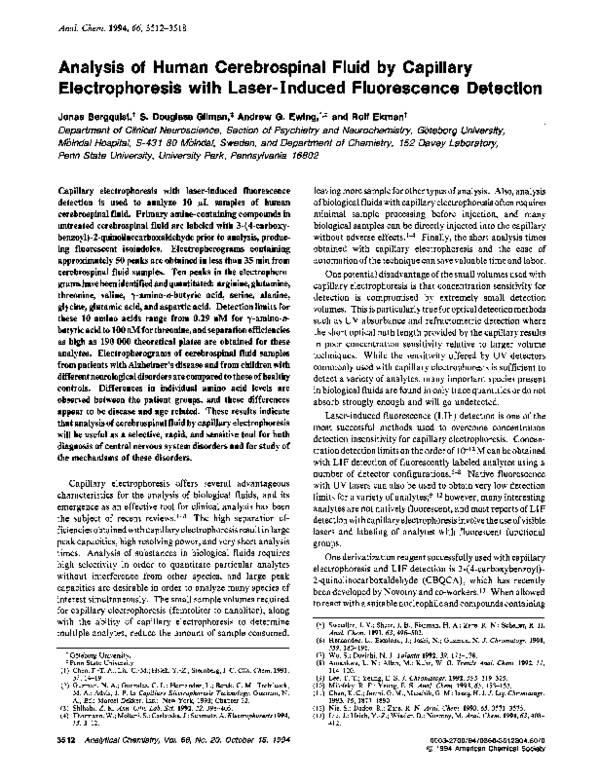 (PDF) Analysis of Human Cerebrospinal Fluid by Capillary ...