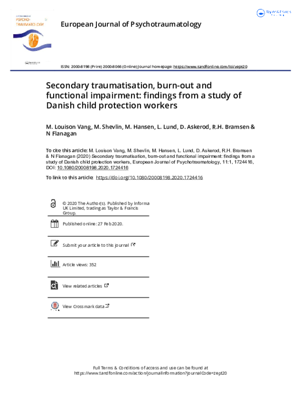 (PDF) Secondary traumatisation, burn-out and functional impairment ...