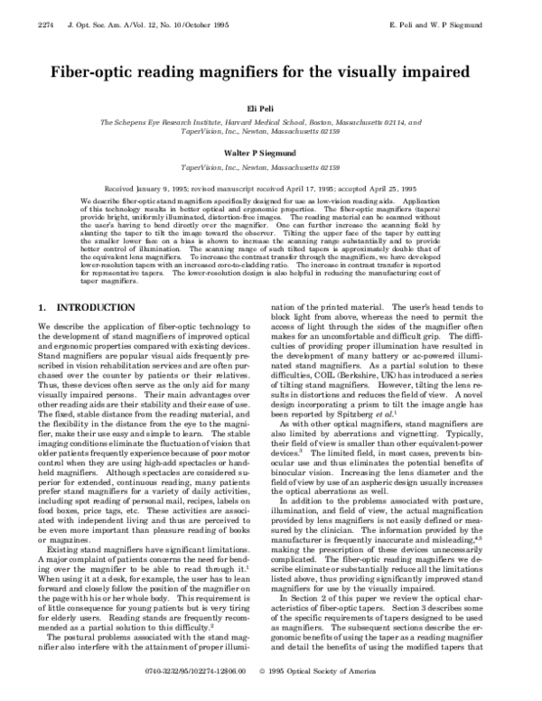 (PDF) Fiber-optic reading magnifiers for the visually impaired