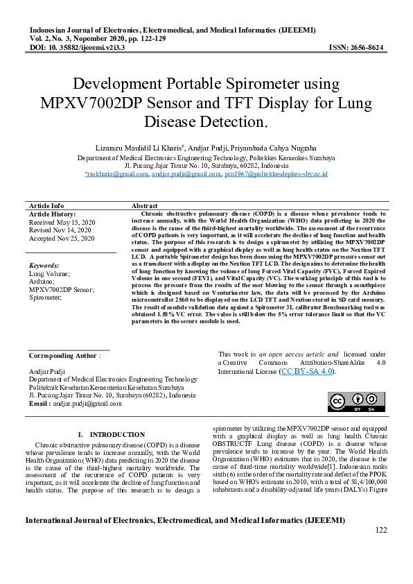 (PDF) Development Portable Spirometer using MPXV7002DP Sensor and TFT Display for Lung Disease ...
