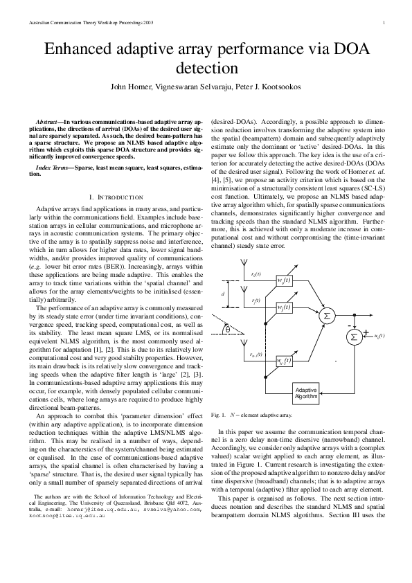 (PDF) Enhanced adaptive array performance via DOA detection