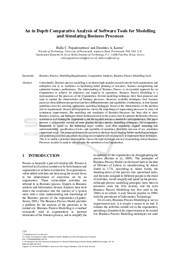 (PDF) An in Depth Comparative Analysis of Software Tools for Modelling and Simulating Business ...