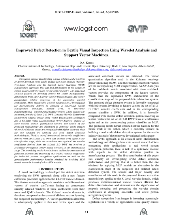 Pdf Improved Defect Detection In Textile Visual Inspection Using