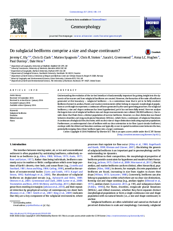 (PDF) Do subglacial bedforms comprise a size and shape continuum?