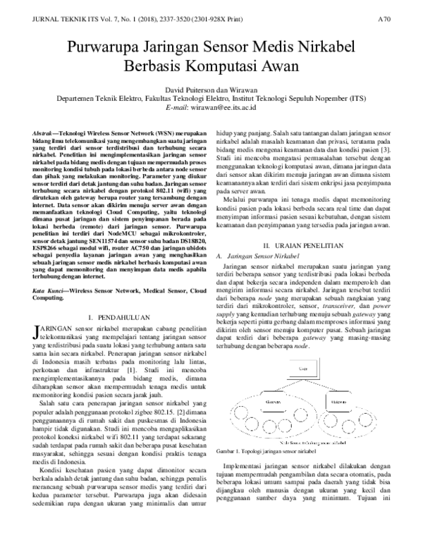 (PDF) Purwarupa Jaringan Sensor Medis Nirkabel Berbasis Komputasi Awan