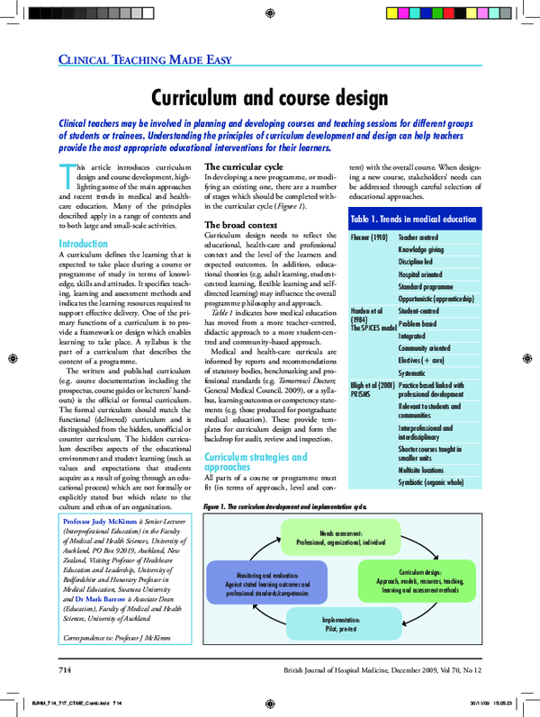 (PDF) Curriculum and course design