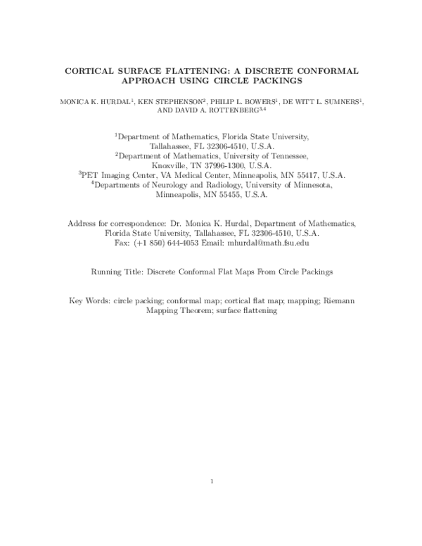 (PDF) Cortical Surface Flattening: A Discrete Conformal Approach Using Circle Packings