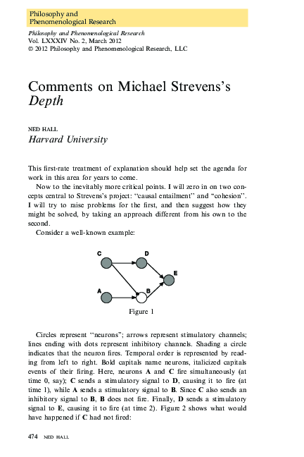 (PDF) Comments on Michael Strevens’s Depth