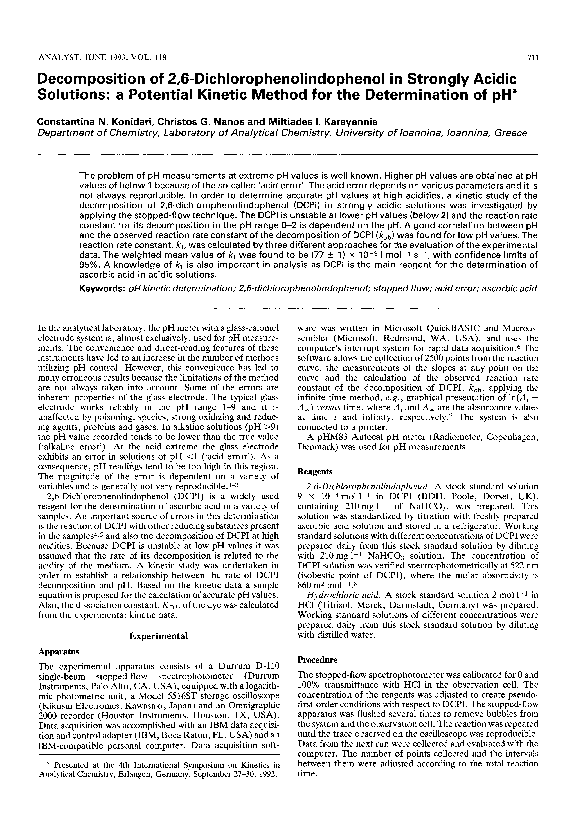 (PDF) Decomposition of 2,6-dichlorophenolindophenol in strongly acidic ...