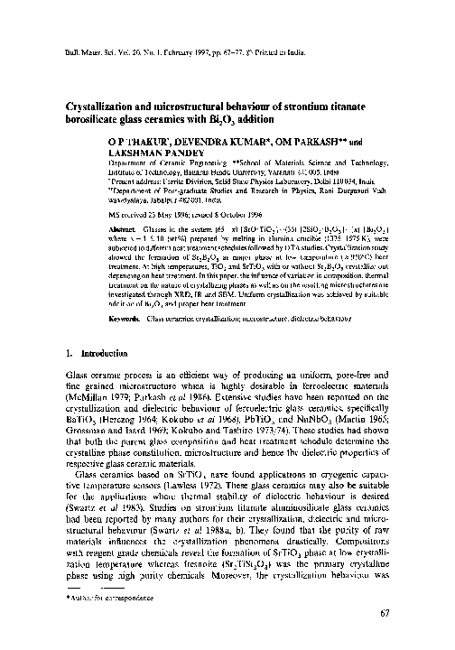 (PDF) Crystallization and microstructural behaviour of strontium titanate borosilicate glass ...