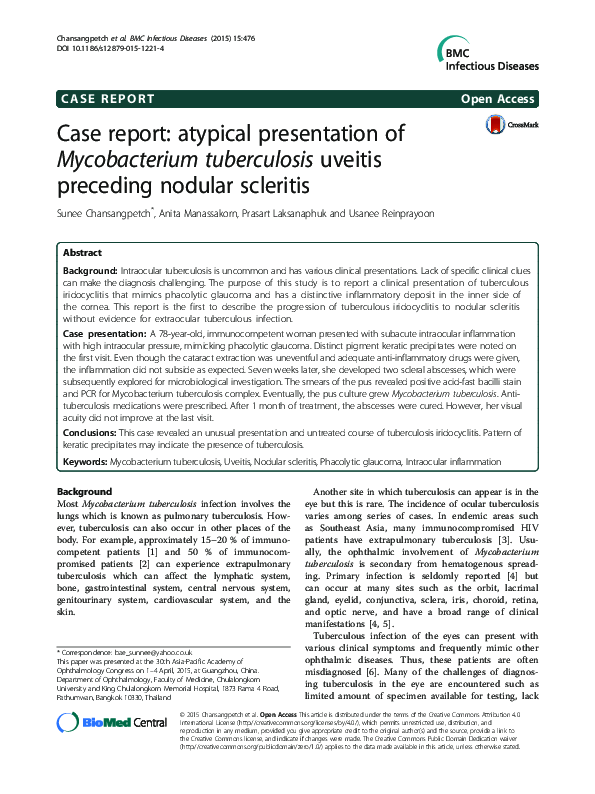 (PDF) Case report: atypical presentation of Mycobacterium tuberculosis ...