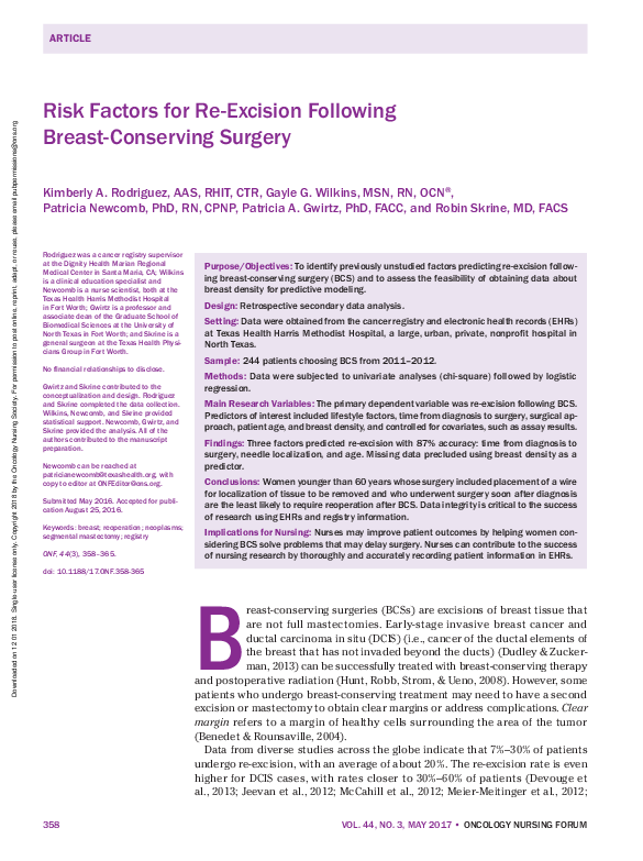 (PDF) Risk Factors for Re-Excision Following Breast-Conserving Surgery ...