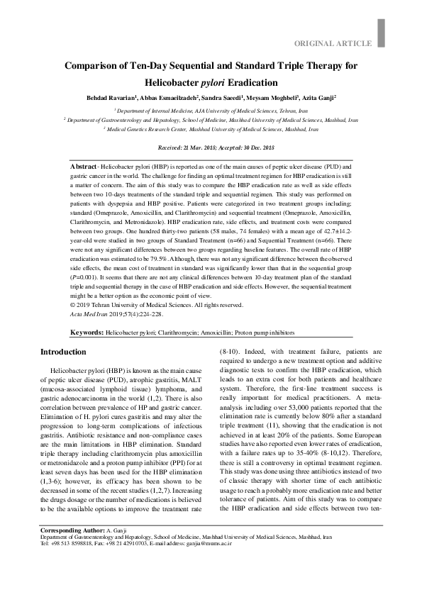 (PDF) Comparison of Ten-Day Sequential and Standard Triple Therapy for ...
