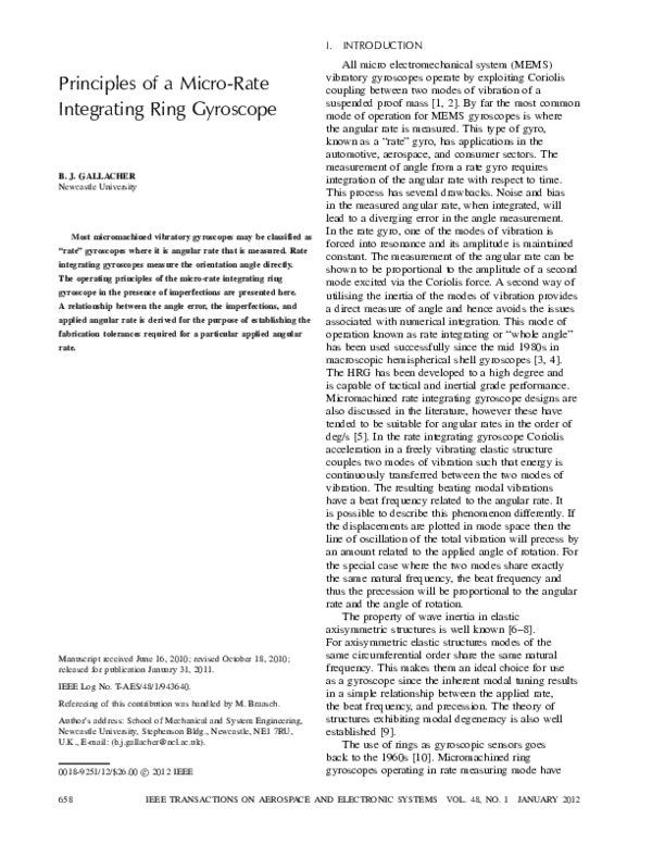(PDF) Principles of a Micro-Rate Integrating Ring Gyroscope