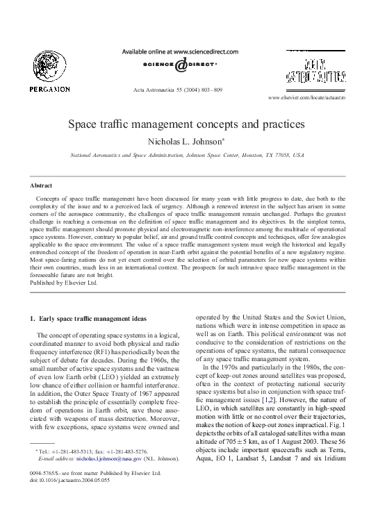Pdf Space Traffic Management Concepts And Practices