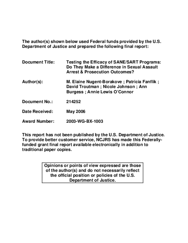 (PDF) Testing the Efficacy of SANE/SART Programs: Do They Make a ...