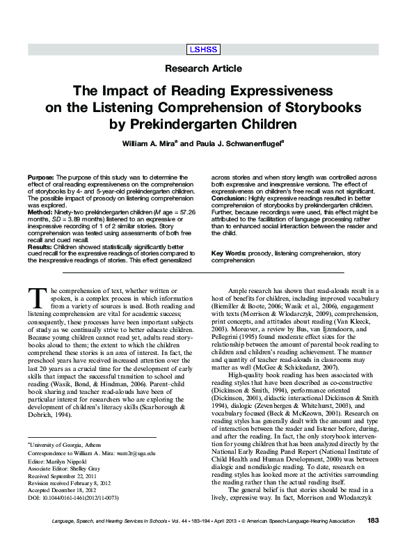 (PDF) The Impact of Reading Expressiveness on the Listening ...