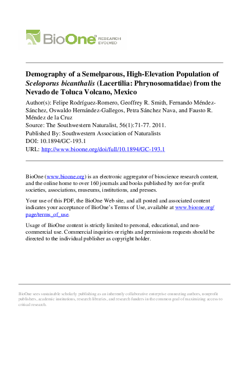 (PDF) Demography of a Semelparous, High-Elevation Population of ...