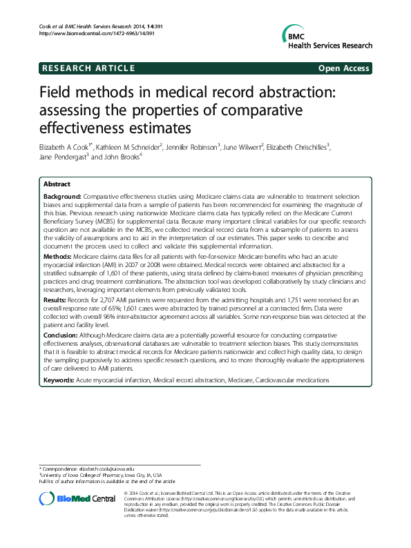 (PDF) Field methods in medical record abstraction: assessing the ...