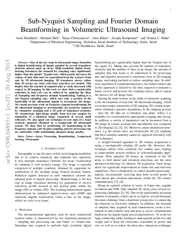 (PDF) Sub-Nyquist Sampling and Fourier Domain Beamforming in Volumetric Ultrasound Imaging