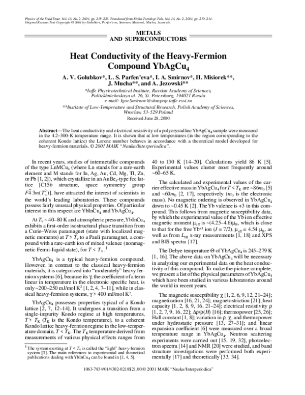 (PDF) Thermal conductivity of the “light” heavy-fermion compound YbIn0 ...