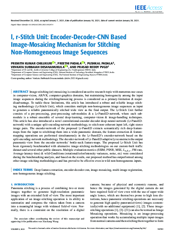 (PDF) l, r-Stitch Unit: Encoder-Decoder-CNN Based Image-Mosaicing ...