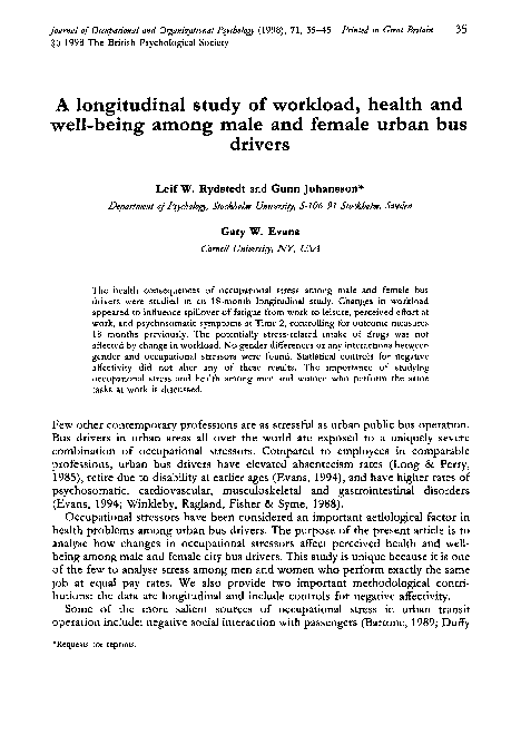 (PDF) A longitudinal study of workload, health and well-being among ...