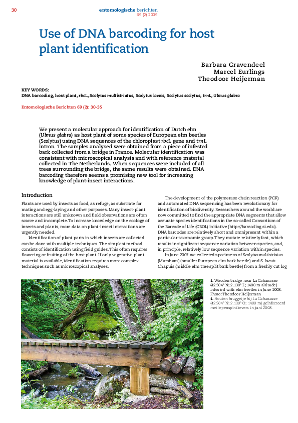 (PDF) Use of DNA barcoding for host plant identification