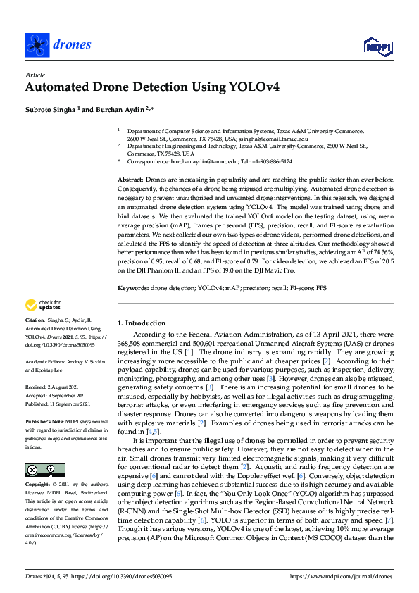 Pdf Automated Drone Detection Using Yolov4