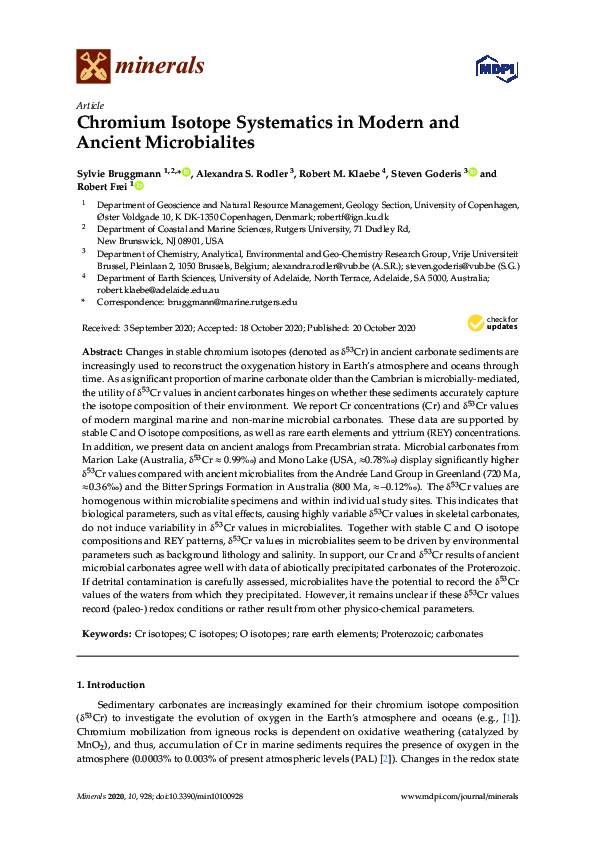 (PDF) Chromium Isotope Systematics in Modern and Ancient Microbialites