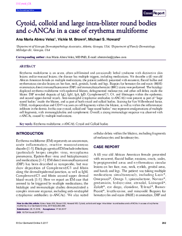 (PDF) Cytoid, colloid and large intra-blister round bodies and c-ANCAs ...