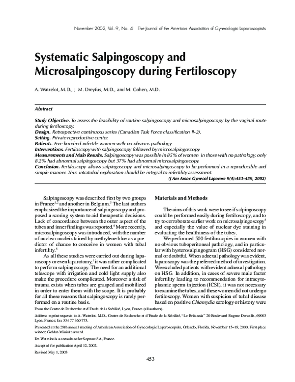 (PDF) Systematic Salpingoscopy and Microsalpingoscopy during Fertiloscopy