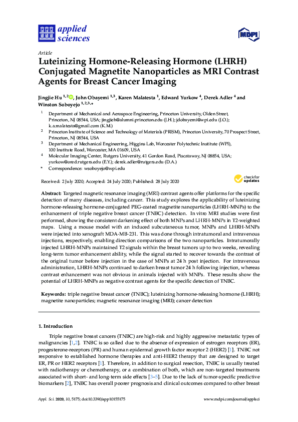 (PDF) Luteinizing Hormone-Releasing Hormone (LHRH) Conjugated Magnetite ...