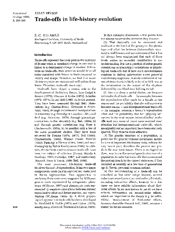 (PDF) Trade-offs in life-history evolution