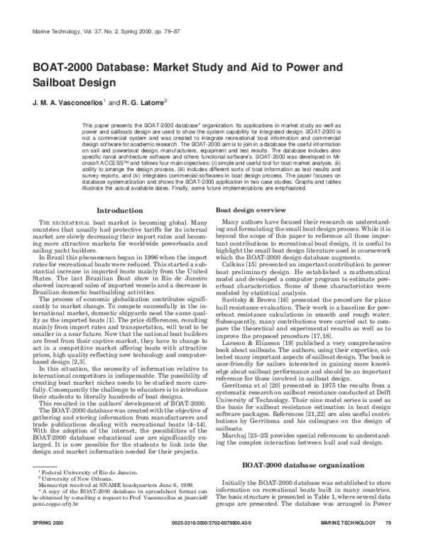 (PDF) BOAT-2000 Database: Market Study and Aid to Power and Sailboat Design