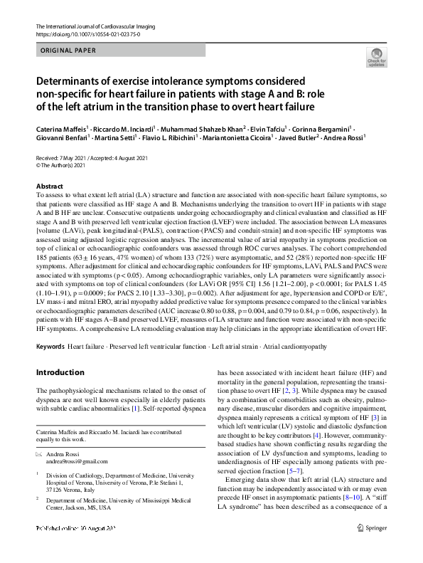 (PDF) Determinants of exercise intolerance symptoms considered non ...