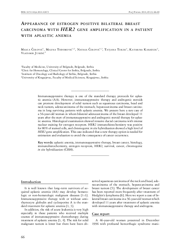 (PDF) Appearance of estrogen positive bilateral breast carcinoma with ...