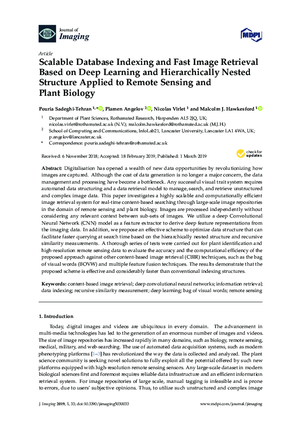 Pdf Scalable Database Indexing And Fast Image Retrieval Based On Deep Learning And