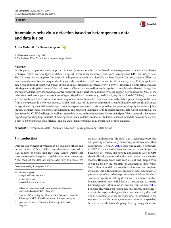 (PDF) Anomalous behaviour detection based on heterogeneous data and ... (PDF) Anomalous behaviour detection based on heterogeneous data and ...