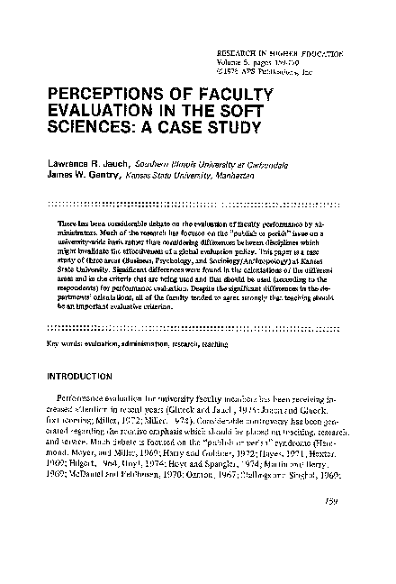 Perceptions of faculty evaluation in the soft sciences: A case study