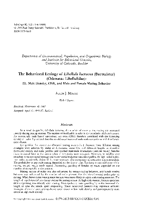 (PDF) The Behavioral Ecology of Libellula luctuosa (Burmeister ...