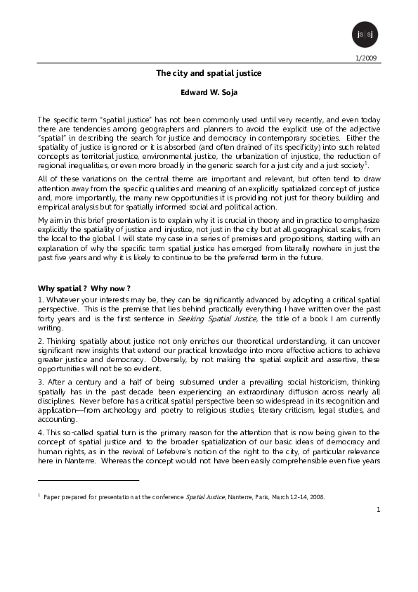 (PDF) The City and Spatial Justice
