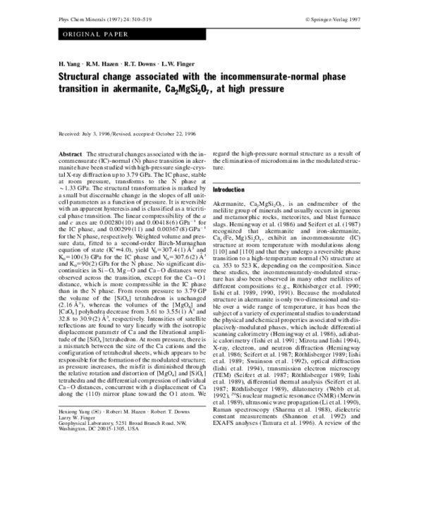 (PDF) Structural change associated with the incommensurate-normal phase ...
